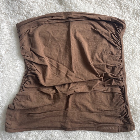 Topshop | Tops | Topshop Light Brown Strapless Ruched Crop Top | Poshmark